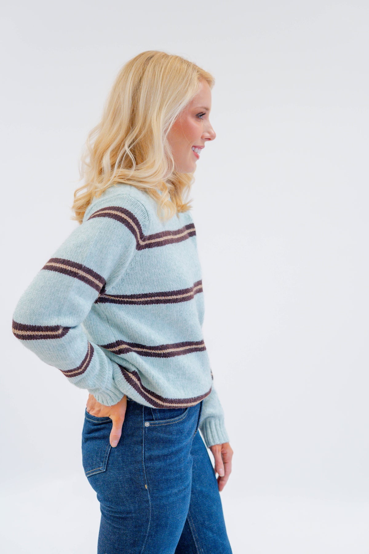 Dax Stripe Cardigan in Sea Foam | Minette Boutique